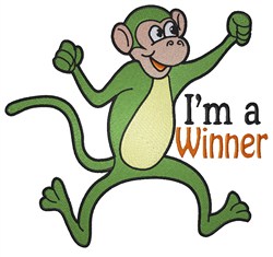 Free Winner Monkey Embroidery Design | EmbroideryDesigns.com