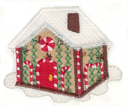 Gingerbread House Applique Embroidery Design | EmbroideryDesigns.com