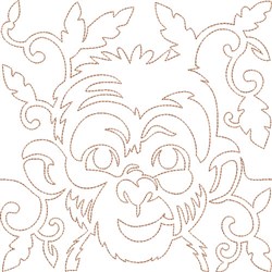 Quilt Block Monkey Embroidery Design | EmbroideryDesigns.com