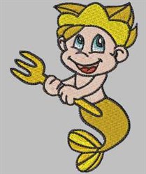 Cartoon Merman Embroidery Design | EmbroideryDesigns.com