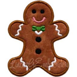 Gingerbread Man Applique Embroidery Design | EmbroideryDesigns.com