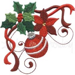 Poinsettia & Ornament Embroidery Design | EmbroideryDesigns.com