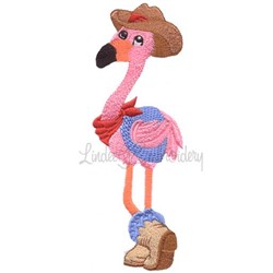 Flamingo Cowboy (2.4 x 7-in) Embroidery Design | EmbroideryDesigns.com