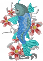 Floral Koi Embroidery Design | EmbroideryDesigns.com