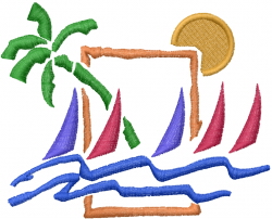 Beach Scene Embroidery Design | EmbroideryDesigns.com