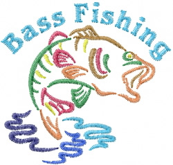 Bass Fishing Embroidery Design | EmbroideryDesigns.com