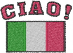 Ciao Flag Embroidery Design | EmbroideryDesigns.com
