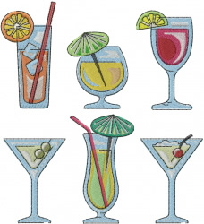 Cocktail Drinks Embroidery Design | EmbroideryDesigns.com