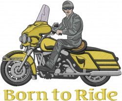 Motorcycle Rider Embroidery Design | EmbroideryDesigns.com