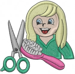 Hair Stylist Embroidery Design | EmbroideryDesigns.com