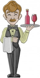 Restaurant Waiter Embroidery Design | EmbroideryDesigns.com