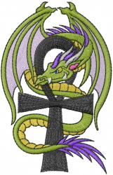 Dragon On Ankh Embroidery Design | EmbroideryDesigns.com