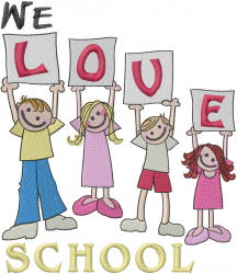 We Love School Embroidery Design | EmbroideryDesigns.com