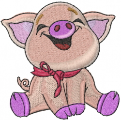 Happy Pig Embroidery Design | EmbroideryDesigns.com