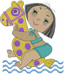 Girl Swimming Embroidery Design | EmbroideryDesigns.com