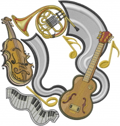 Musical Instruments Embroidery Design | EmbroideryDesigns.com