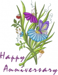 Happy Anniversary Embroidery Design | EmbroideryDesigns.com