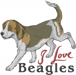 I Love Beagles Embroidery Design | EmbroideryDesigns.com