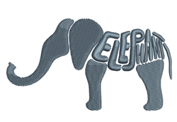 Elephant Typography Embroidery Design | EmbroideryDesigns.com