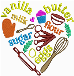 Cooking Ingredients Embroidery Design | EmbroideryDesigns.com