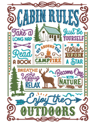 Cabin Rules Embroidery Design | EmbroideryDesigns.com