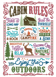Cabin Rules Embroidery Design | EmbroideryDesigns.com