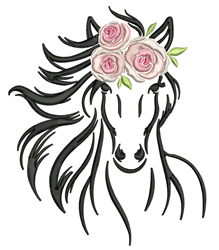 Horse & Roses Embroidery Design | EmbroideryDesigns.com