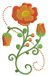 Orange Flowers Embroidery Design | EmbroideryDesigns.com