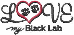 Love My Black Lab Embroidery Design | EmbroideryDesigns.com