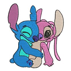 Stitch & Angel Love Hug Embroidery Design | EmbroideryDesigns.com