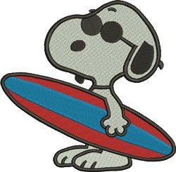 Surfer Snoopy Embroidery Design | EmbroideryDesigns.com