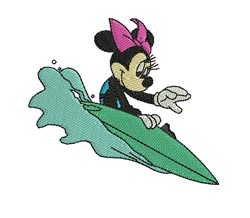 Minnie Mouse Surfer Embroidery Design | EmbroideryDesigns.com