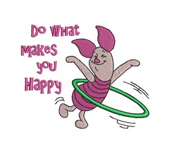 Piglet Hula Hooping Embroidery Design | EmbroideryDesigns.com