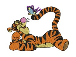 Tigger and Butterfly Embroidery Design | EmbroideryDesigns.com