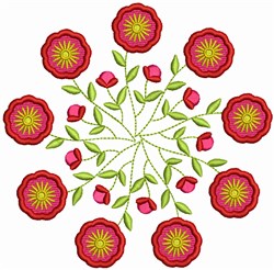 Red Flowers Embroidery Design | EmbroideryDesigns.com