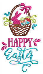 Happy Easter Basket Embroidery Design | EmbroideryDesigns.com