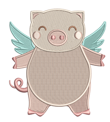 Flying Pig Embroidery Design | EmbroideryDesigns.com