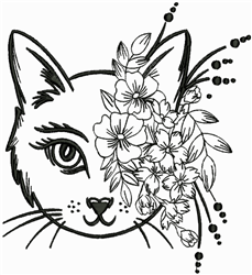 Flower Cat Embroidery Design | EmbroideryDesigns.com