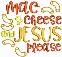 Macaroni Cheese & Jesus Embroidery Design | EmbroideryDesigns.com