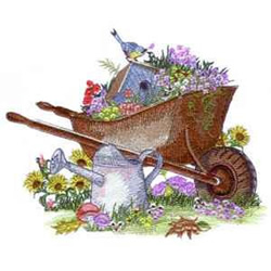 Country Wheelbarrow Embroidery Design | EmbroideryDesigns.com