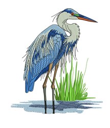 Serene Heron Scene Embroidery Design | EmbroideryDesigns.com