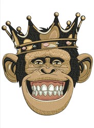 Chimp King Embroidery Design | EmbroideryDesigns.com