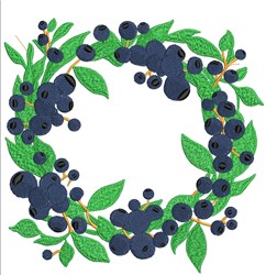 Blueberry Wreath Embroidery Design | EmbroideryDesigns.com