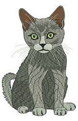 Grey Cat Embroidery Design | EmbroideryDesigns.com