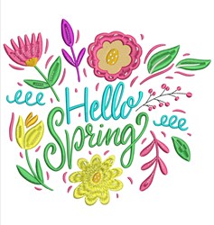 Hello Spring Embroidery Design | EmbroideryDesigns.com