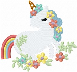 Flower Unicorn Embroidery Design | EmbroideryDesigns.com