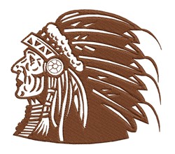Detailed Native American Outline Embroidery Design | EmbroideryDesigns.com