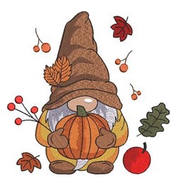 Pumpkin Gnome Embroidery Design | EmbroideryDesigns.com