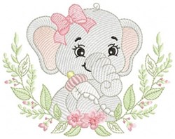Baby Elephant Embroidery Design | EmbroideryDesigns.com