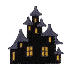 Black Haunted House Embroidery Design | EmbroideryDesigns.com